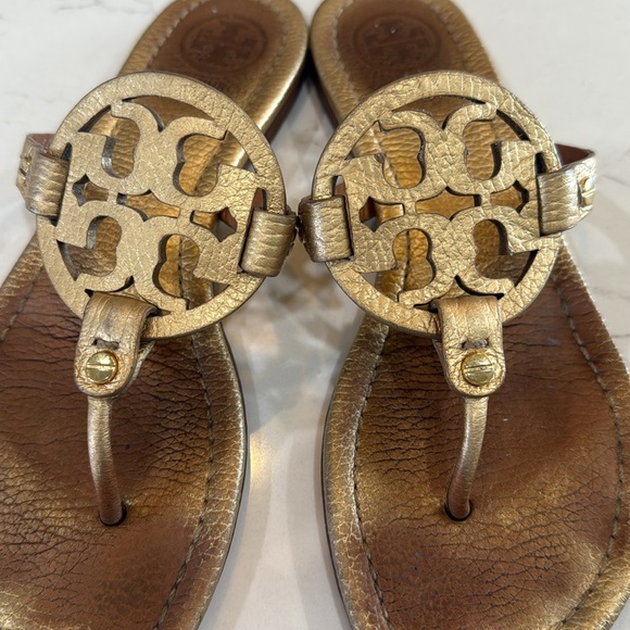 Tory Burch | Shoes | Tory Burch Gold Leather Miller Sandals | Poshmark